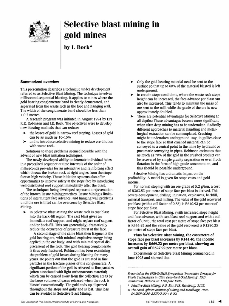Selective Blast in Gold Mines | PDF | Explosive Material | Mining