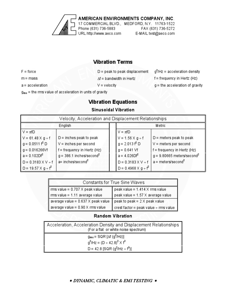 Vibration Formulas PDF | PDF