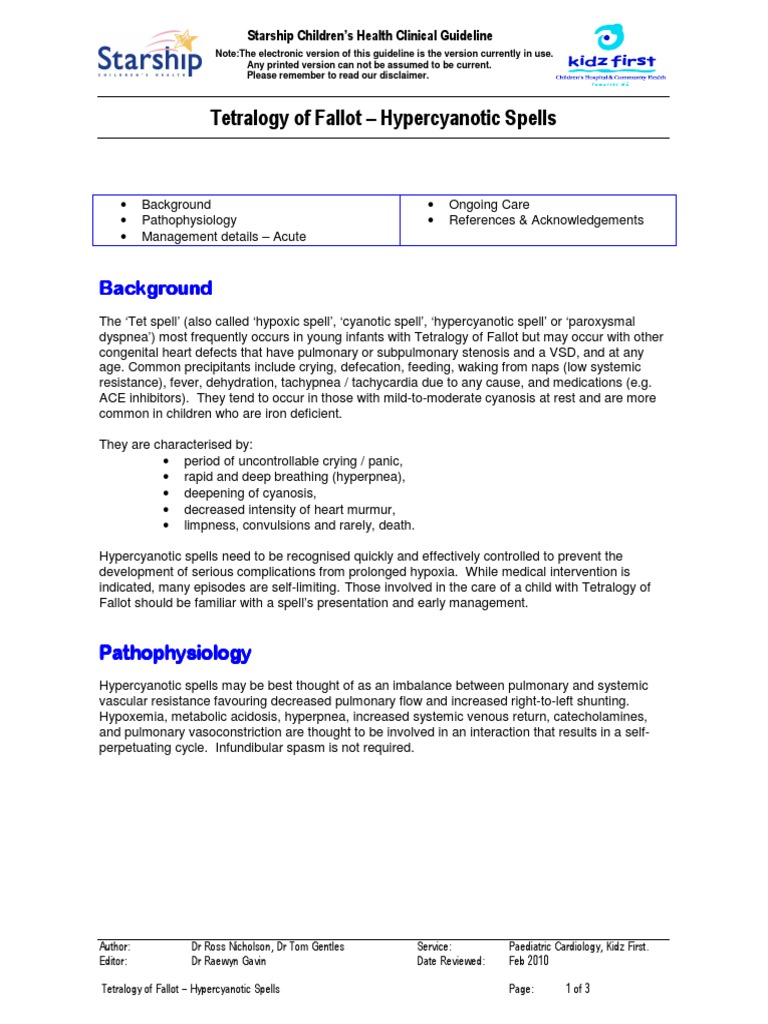 Tetralogy Hypercyanotic Spell | Cardiovascular System | Diseases And Disorders