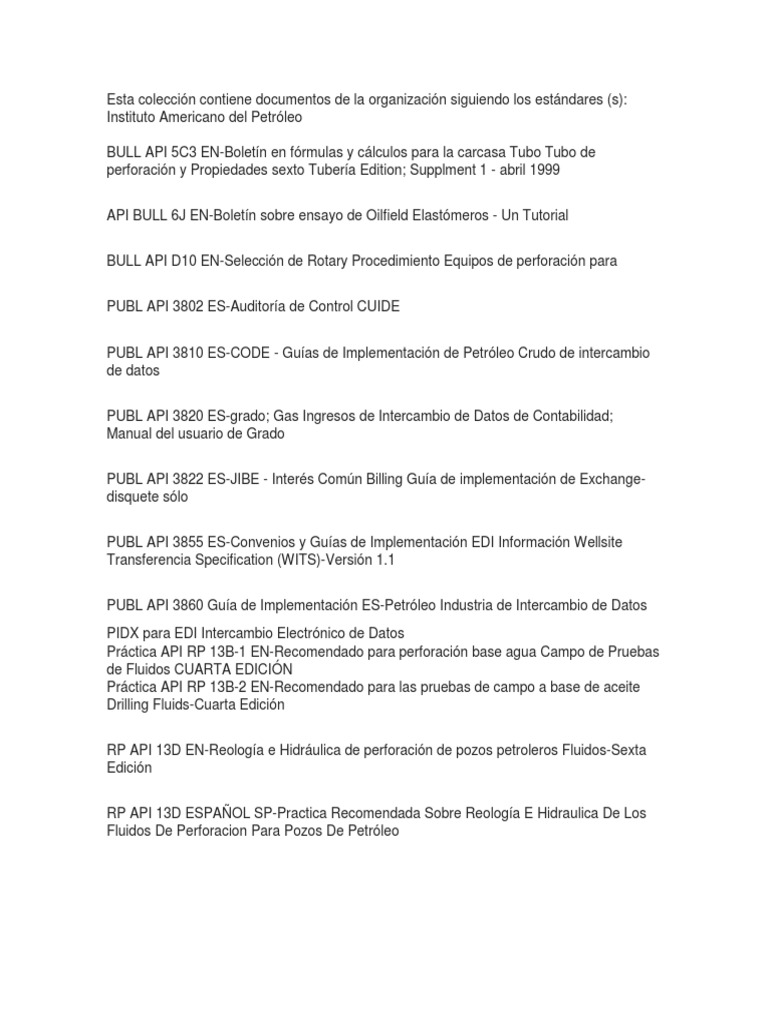 Normas Api | PDF | Science | Tecnología (general)