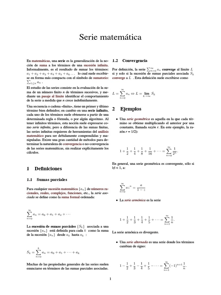 Serie Matemática | PDF | Series (Matemáticas) | Enseñanza de matemática