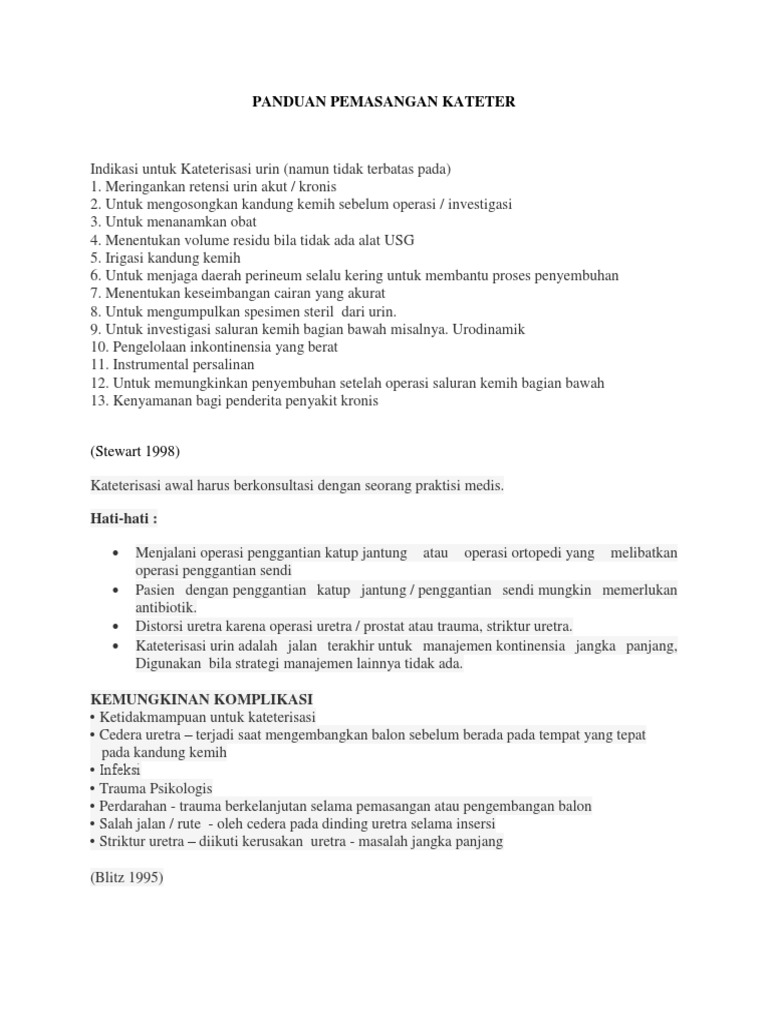 Panduan Pemasangan Kateter | PDF