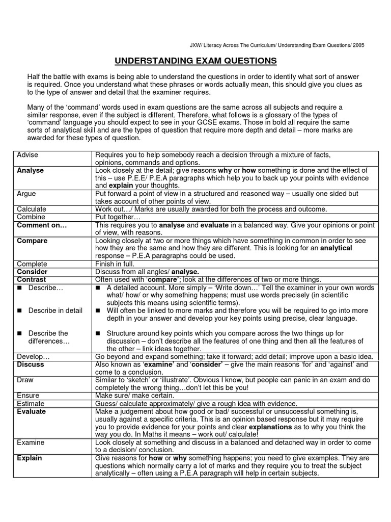 Glossary of Exam Terms | PDF