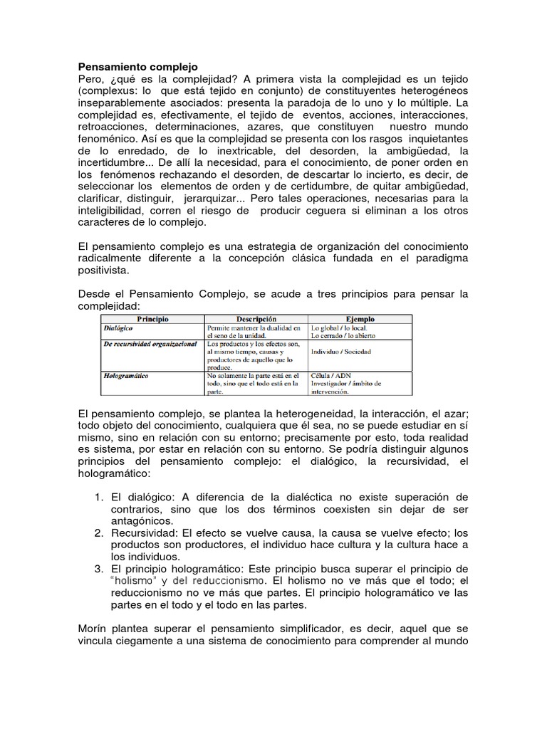 Pensamiento Complejo | PDF | Complejidad | Aprendizaje