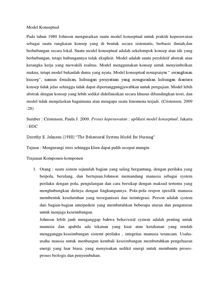 Model Konseptual Dorothy E Johnson | PDF | Karier & Perkembangan | Pengembangan Diri