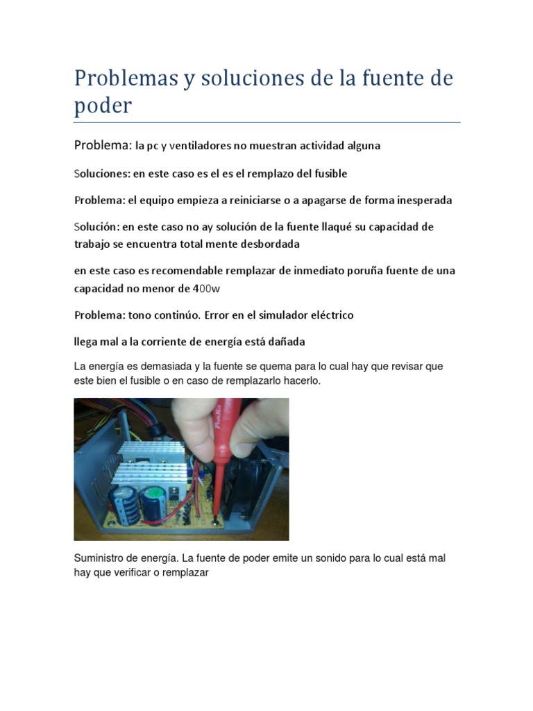 Problemas y Soluciones de La Fuente de Poder | PDF