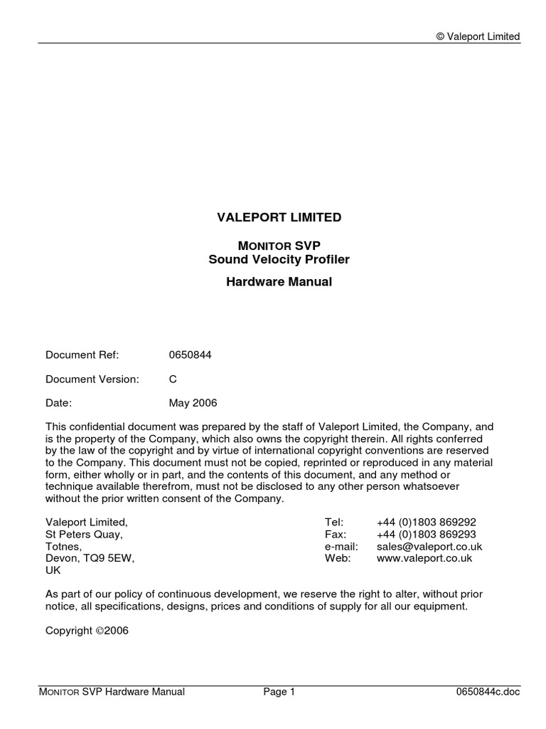 SVP Manual Valeport | PDF | Electrical Connector | Calibration