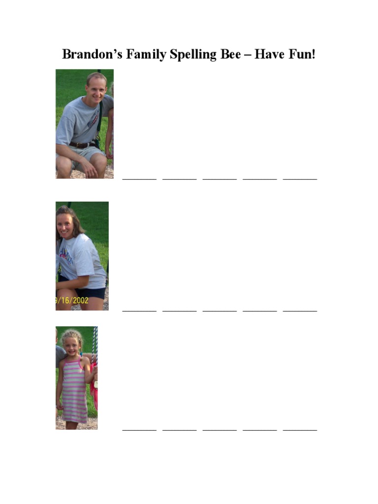 Brandon's Family Spelling Bee Fun | PDF | Cooking, Food & Wine | Wellness