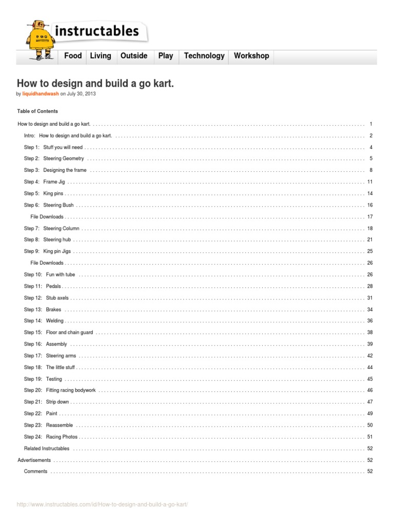 How To Design and Build A Go Kart | PDF | Steering | Screw