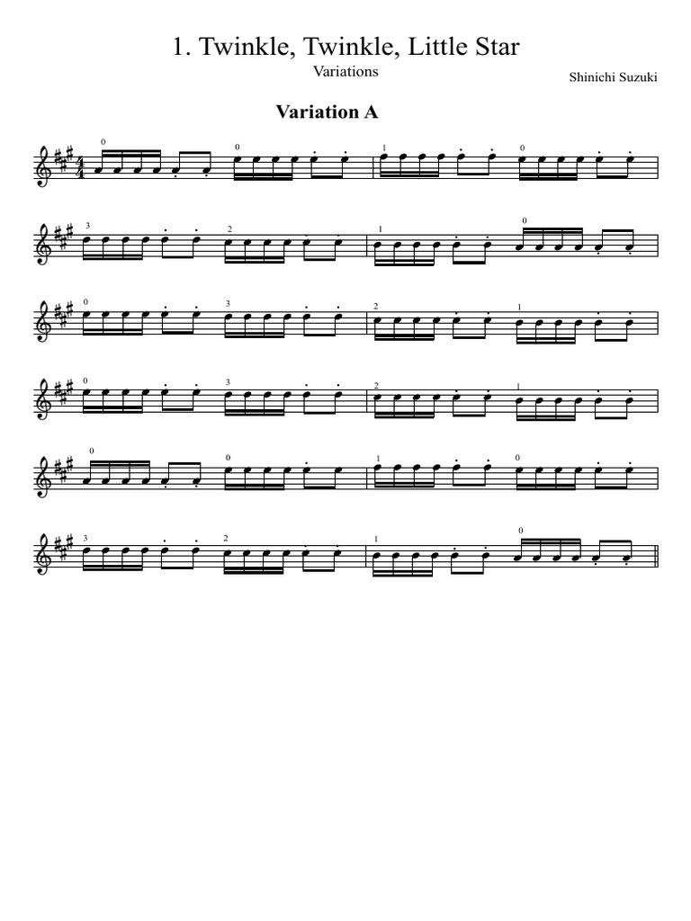 Suzuki Violin Method v.1 - 1. Twinkle Twinkle Little Star | PDF