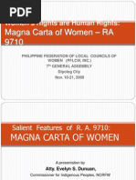 Ra 9710 Magna Carta for Women With Implementing Rules (Irr) | Human Rights | Gender Equality