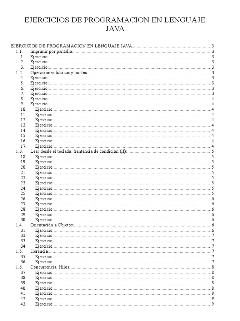 Ejercicios Prácticos En Java Pdf Hilo Computación Java 4566