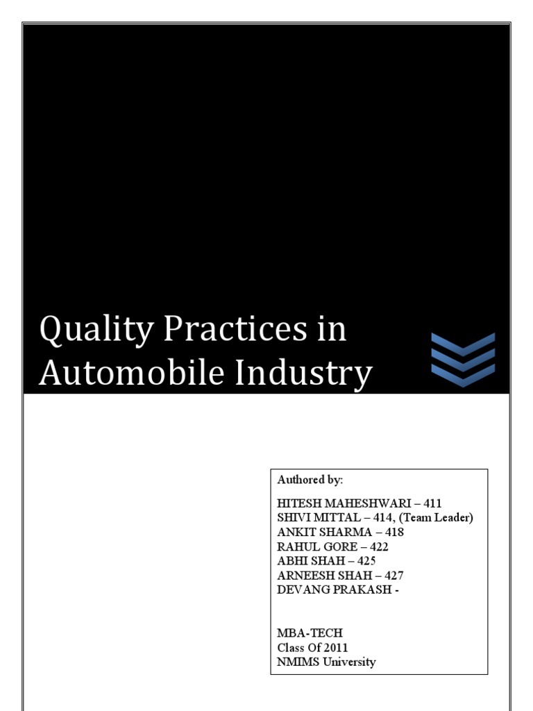 Quality Management in Automotive Industry | PDF | Six Sigma | Quality ...
