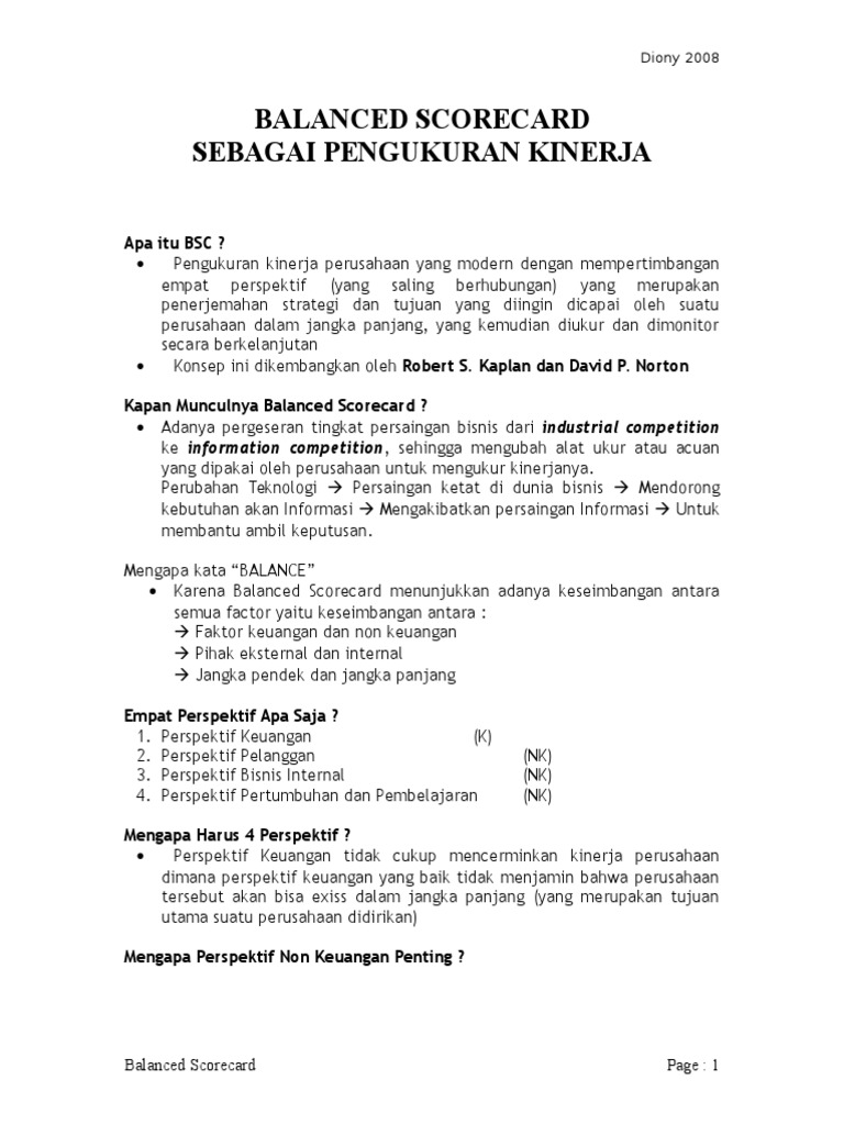 Materi Balanced Scorecard | PDF