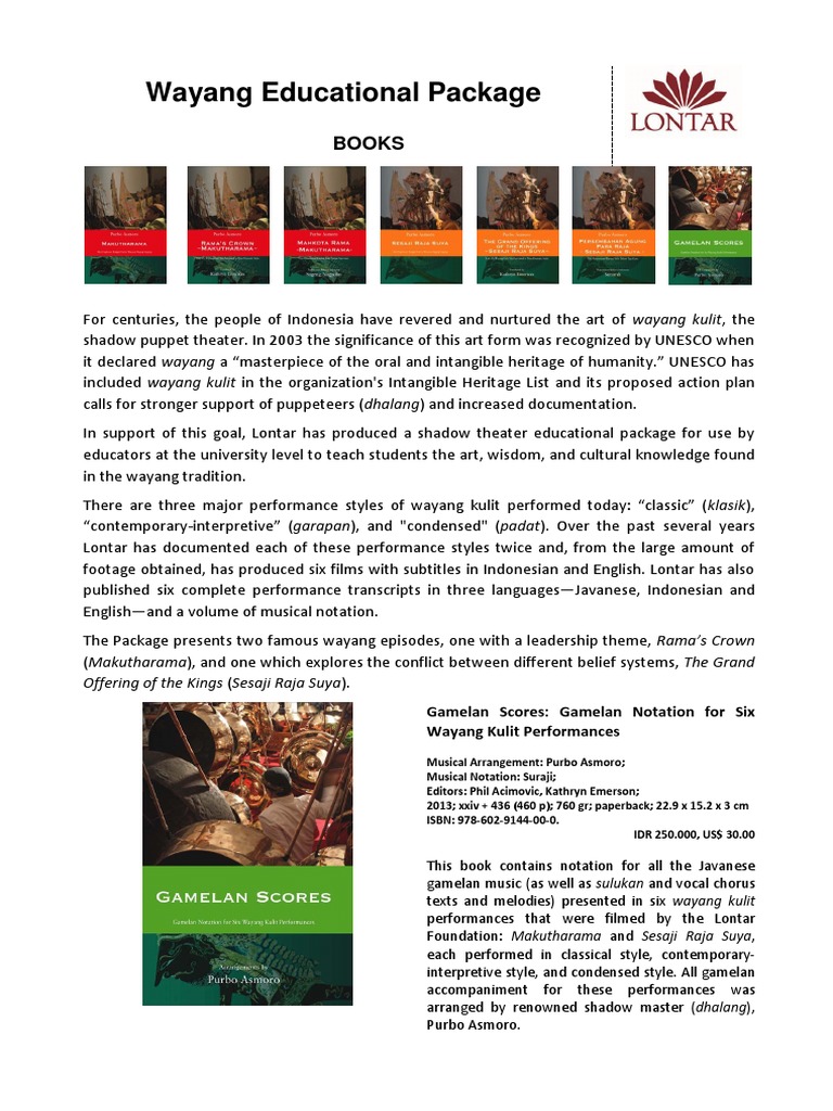 Wayang Educational Package: Books | PDF | Performing Arts ...