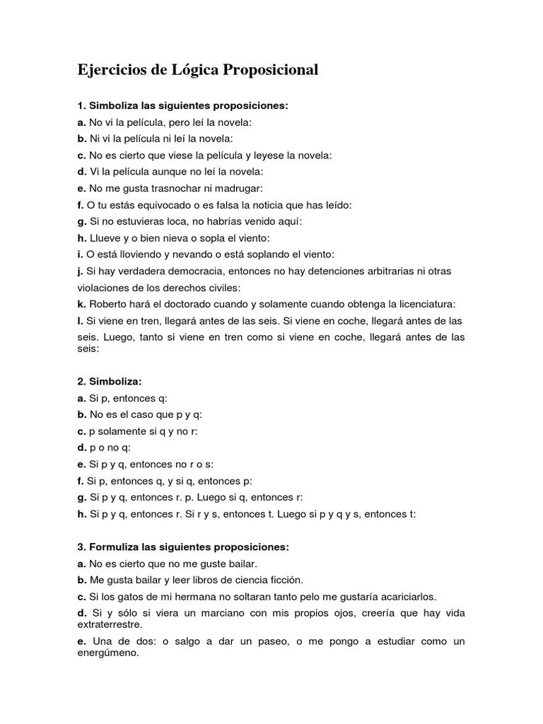 Ejercicios de Logica Proposicional | PDF | Proposición | Science