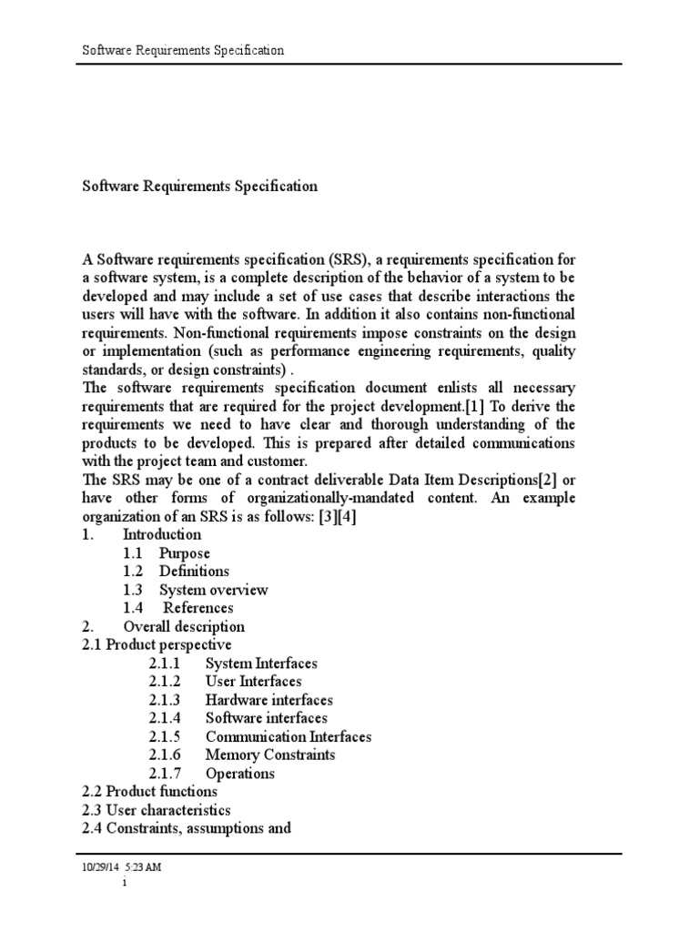 Srs Plan | PDF | Specification (Technical Standard) | Systems Science