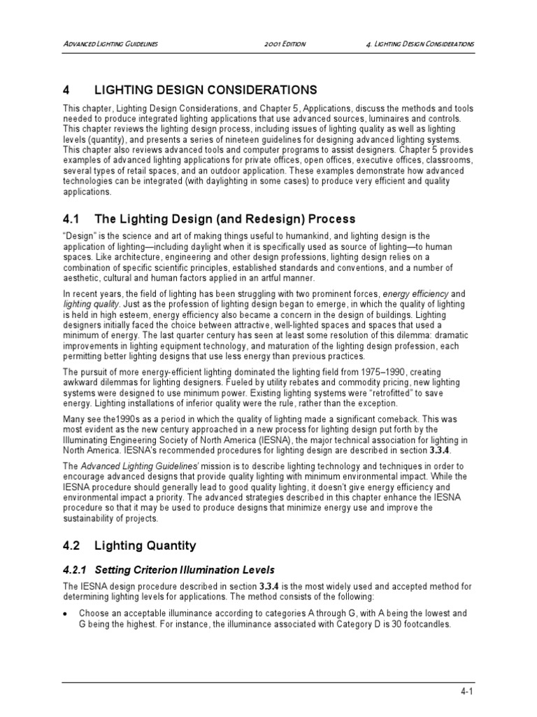 Lighting Design Considerations | PDF
