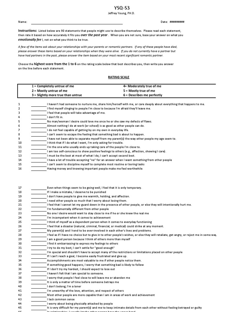 Ysq S3 | PDF | Behavioural Sciences | Psychological Concepts