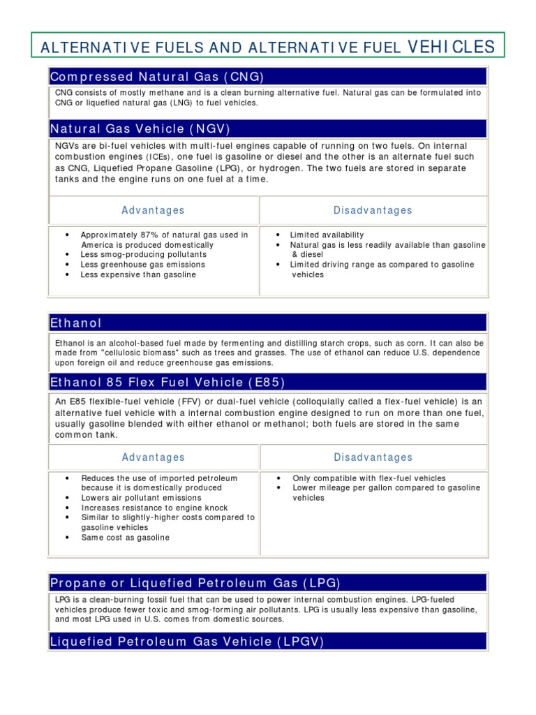 Alternative Fuel Vehicles | PDF | Home & Garden | Technology & Engineering