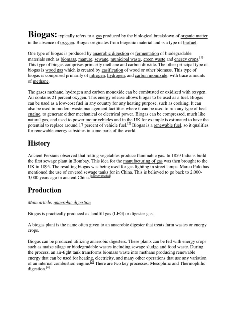 Biogas:: History | PDF | Biogas | Anaerobic Digestion