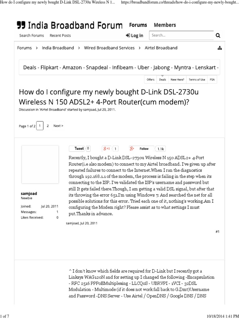 How Do I Configure My Newly Bought D-Link DSL-2730u Wireless N 150 ...
