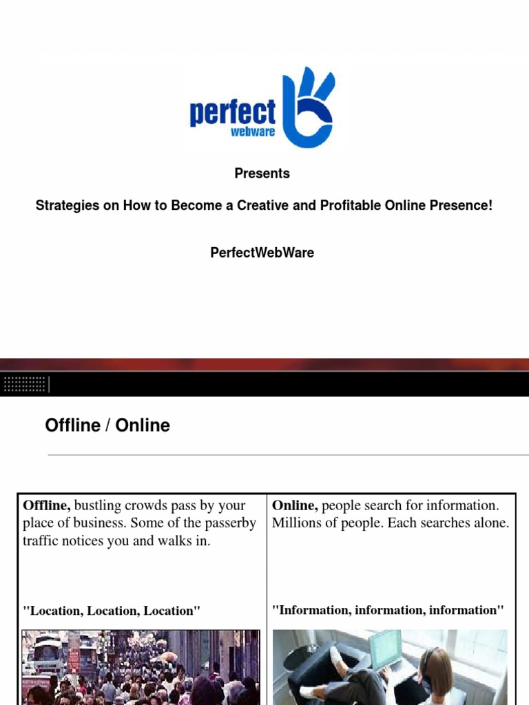 Presents Strategies On How To Become A Creative and Profitable Online ...