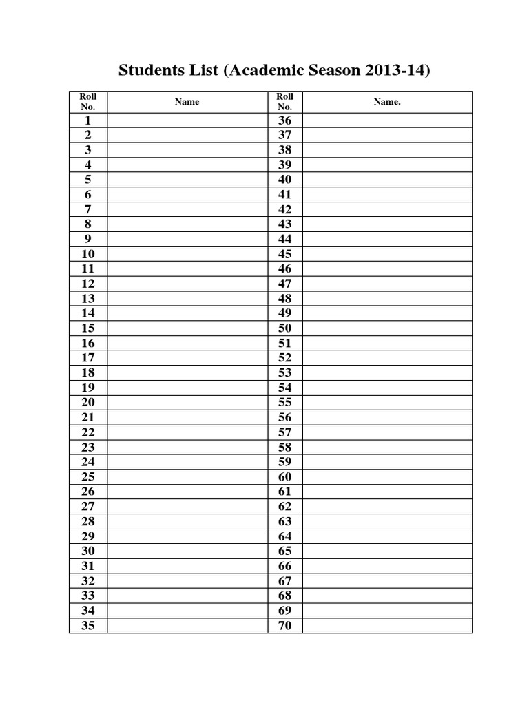 Students List (Academic Season 2013-14) : Roll No. Name Roll No. Name | PDF