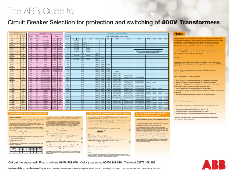 Good Abb Chart | PDF | Transformer | Series And Parallel Circuits