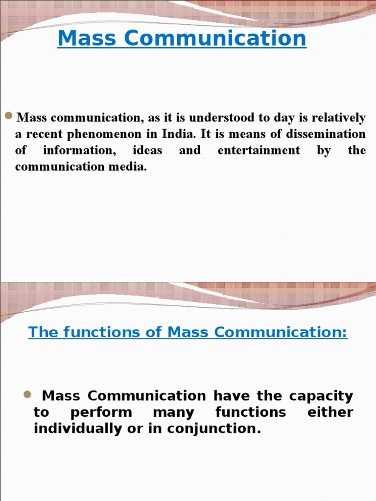 Mass Communication | PDF | Mass Media | Broadcasting