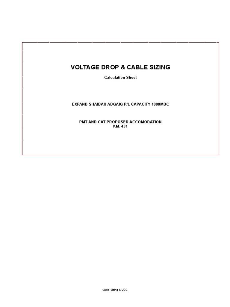 Cable Sizing & VDC | PDF | Electrical Impedance | Volt