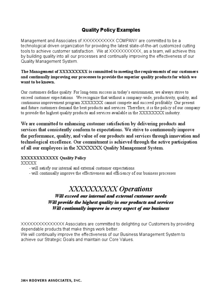 Quality Policy Examples | PDF | Business Process | Customer