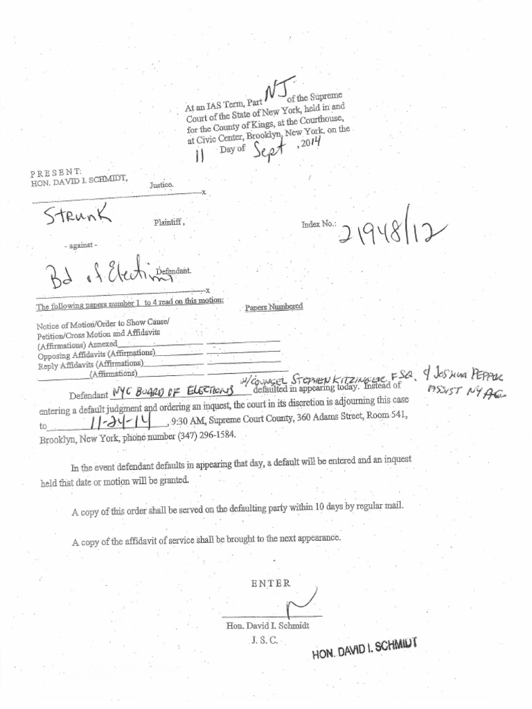 Order in 21948-2012 For Non-Jury Trial Inquest 9-11-2014 | PDF