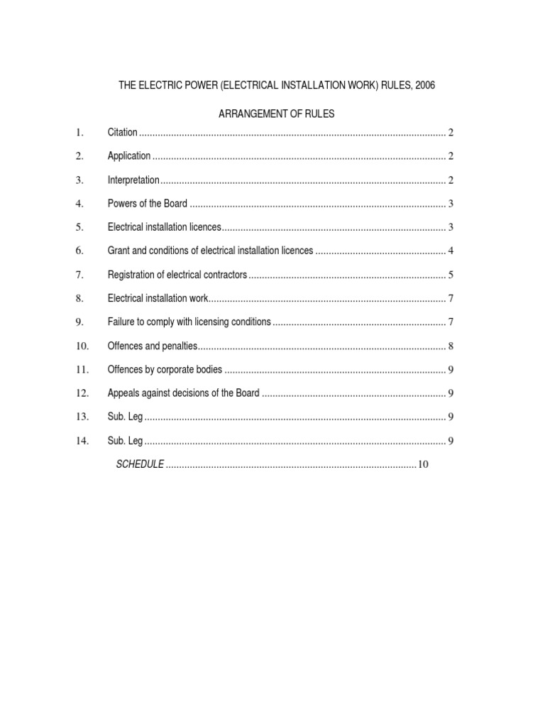 Kenya Electrical Installation Rules 2006 | PDF