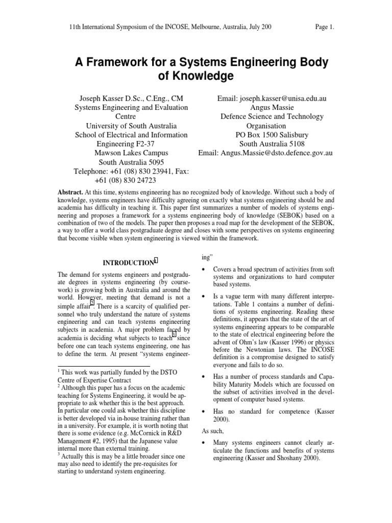 A Framework For A SEBK 63 | PDF | Software Development | Systems ...