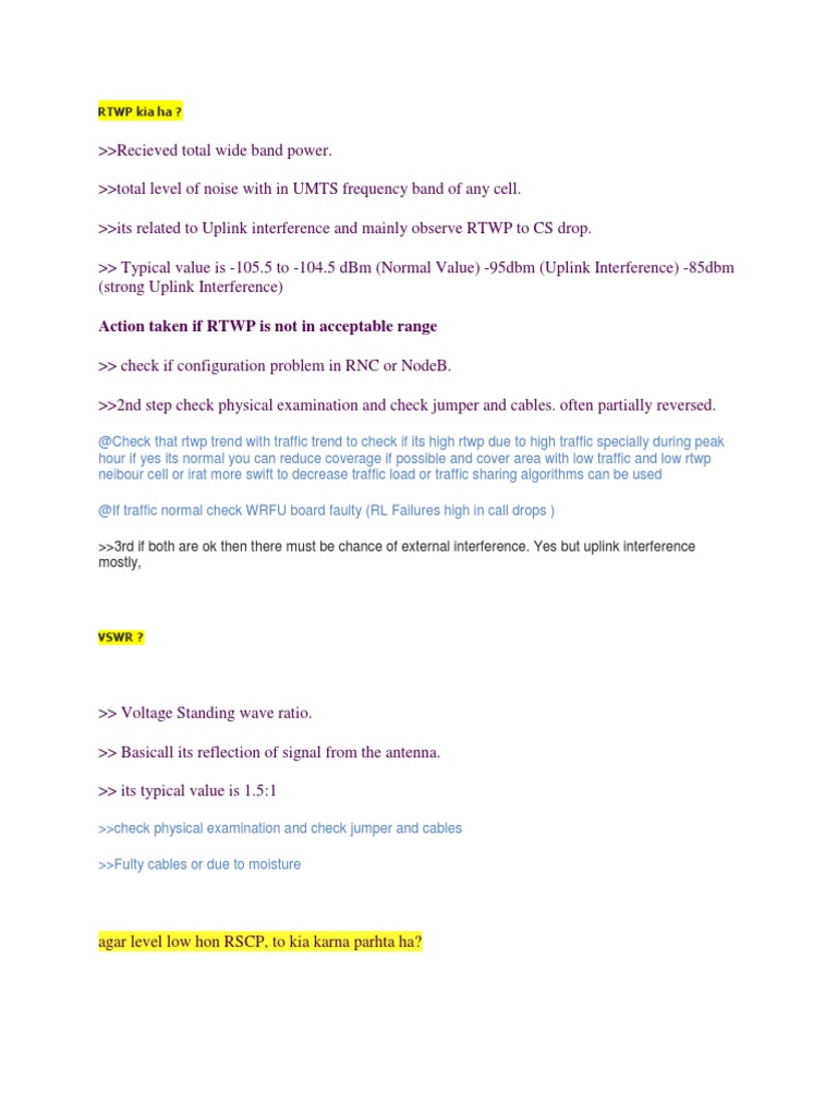 Action Taken If RTWP Is Not in Acceptable Range | PDF | Interference ...