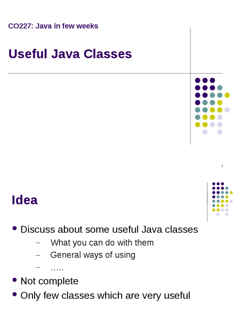 Useful Java Classes: CO227: Java in Few Weeks | PDF | Computer ...