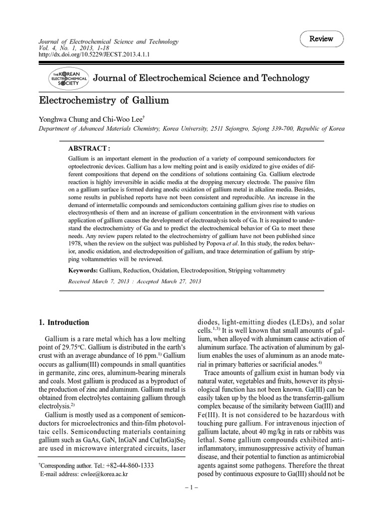Electrochemistry of Gallium Explained | PDF | Electrochemistry | Redox