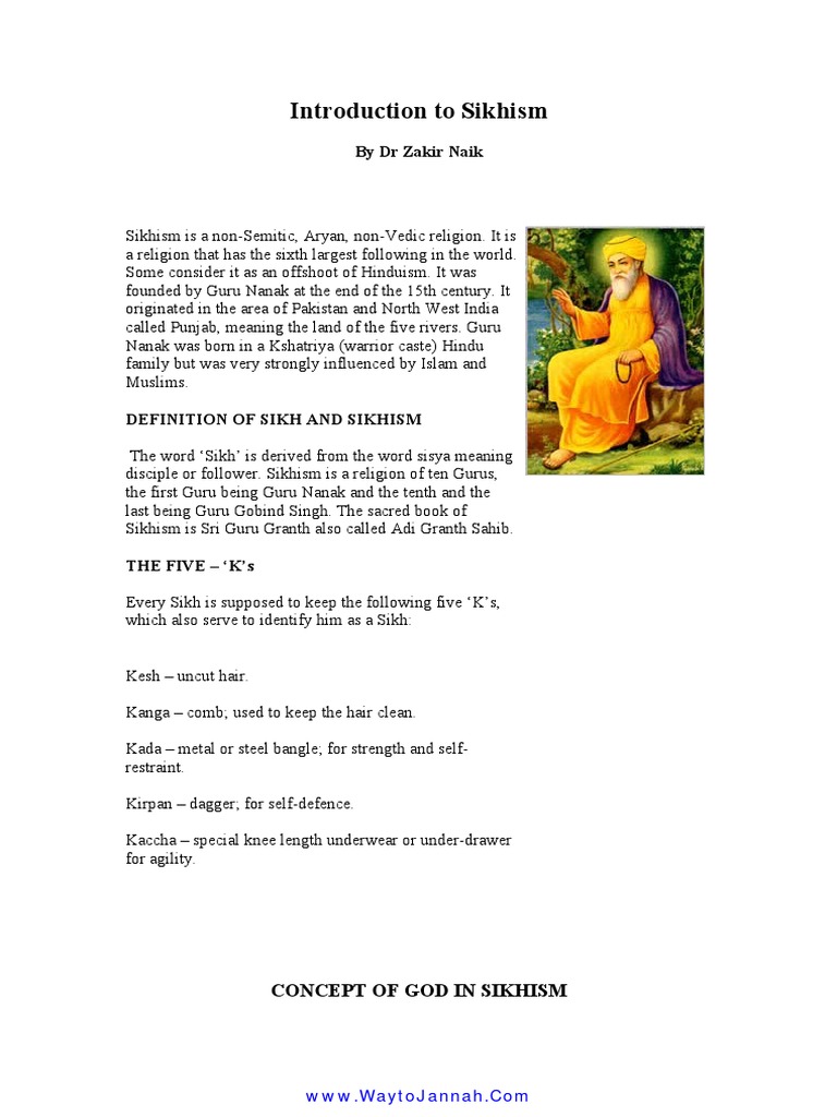Introduction To Sikhism: by DR Zakir Naik | PDF | Asian Ethnic Religion ...