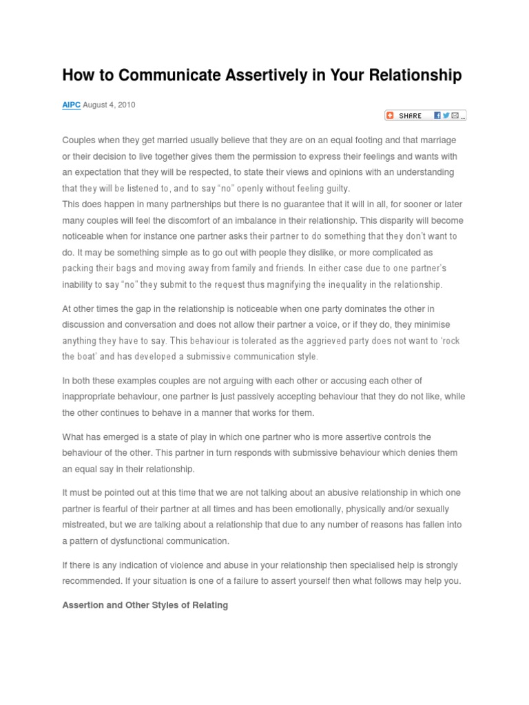 Assertive Communication | Download Free PDF | Body Language | Aggression