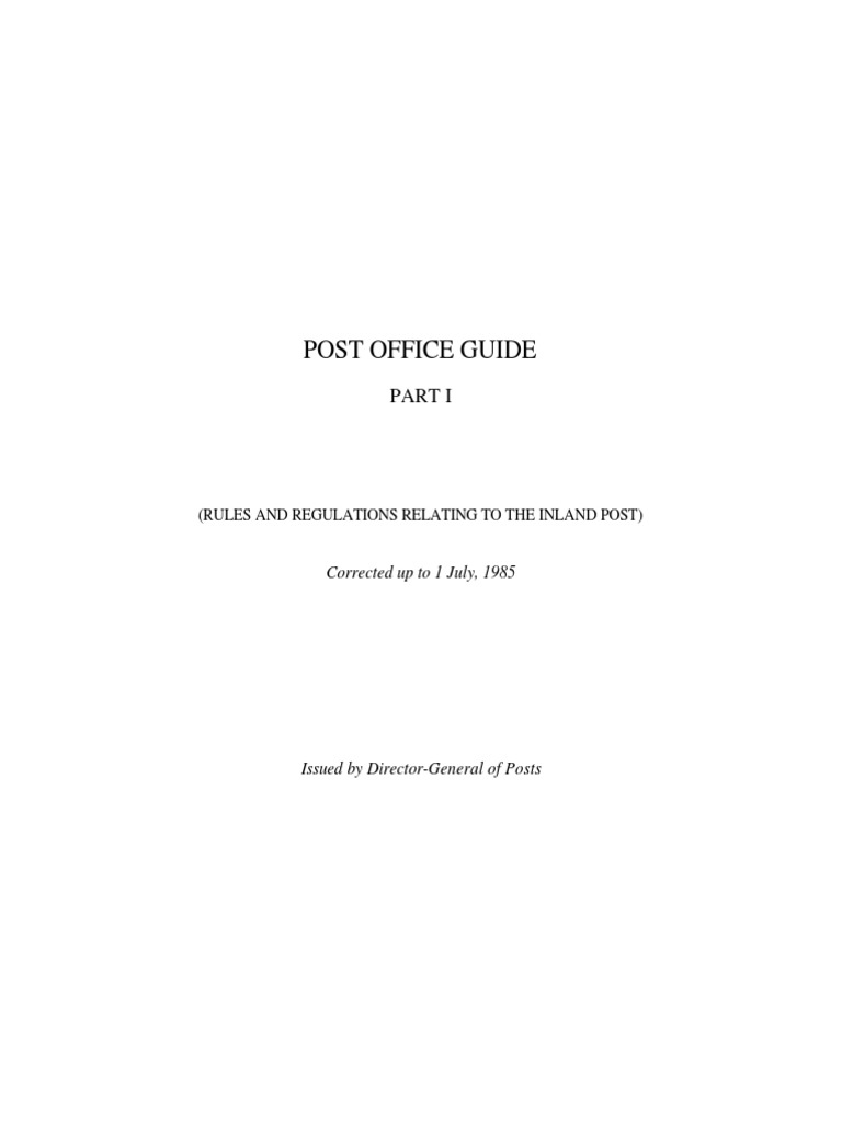 Post Office Guide: Inland Post Rules | PDF | United States Postal ...