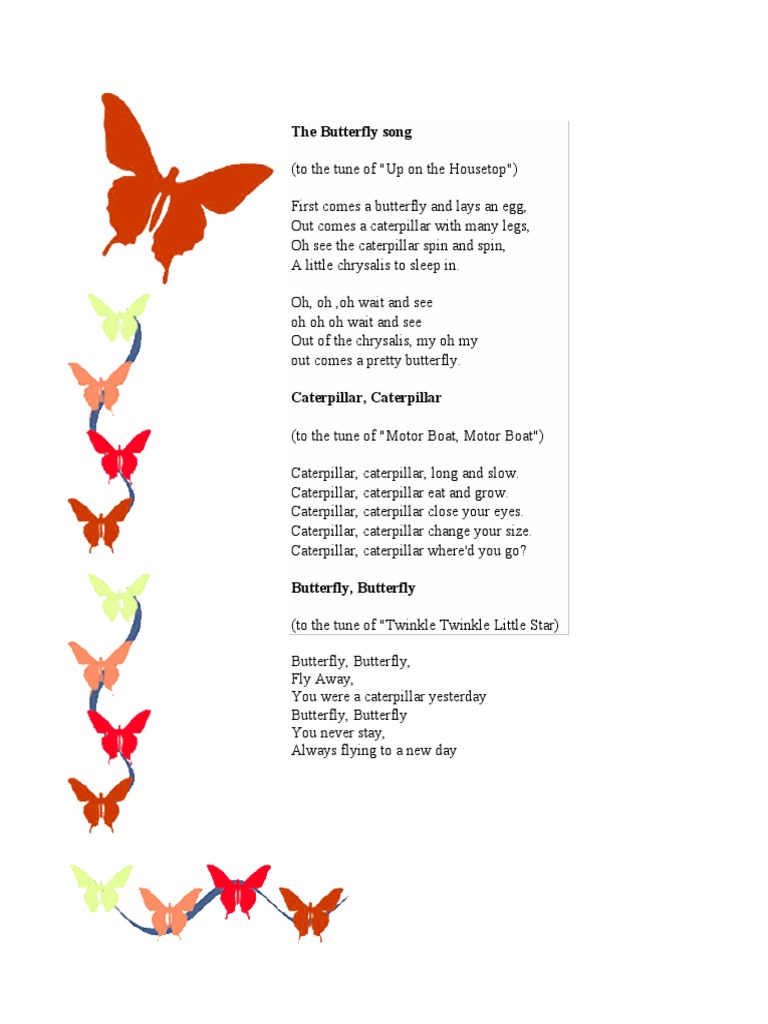 Butterfly and Caterpillar Songs | PDF | Butterfly | Pupa
