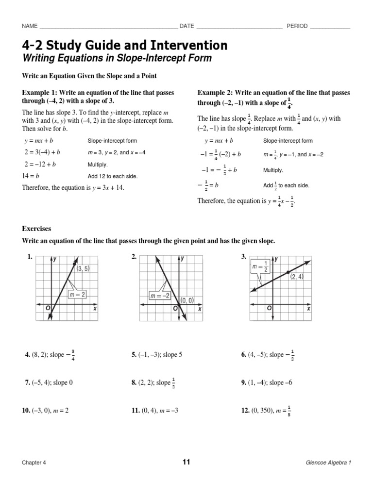 Writing Equations in Slope-Intercept Form | PDF | Mathematical Analysis ...