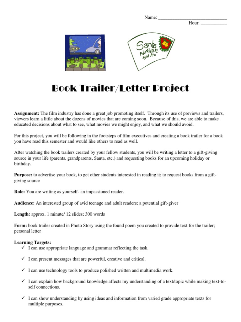 Book Trailer Project | PDF | Paragraph | Books