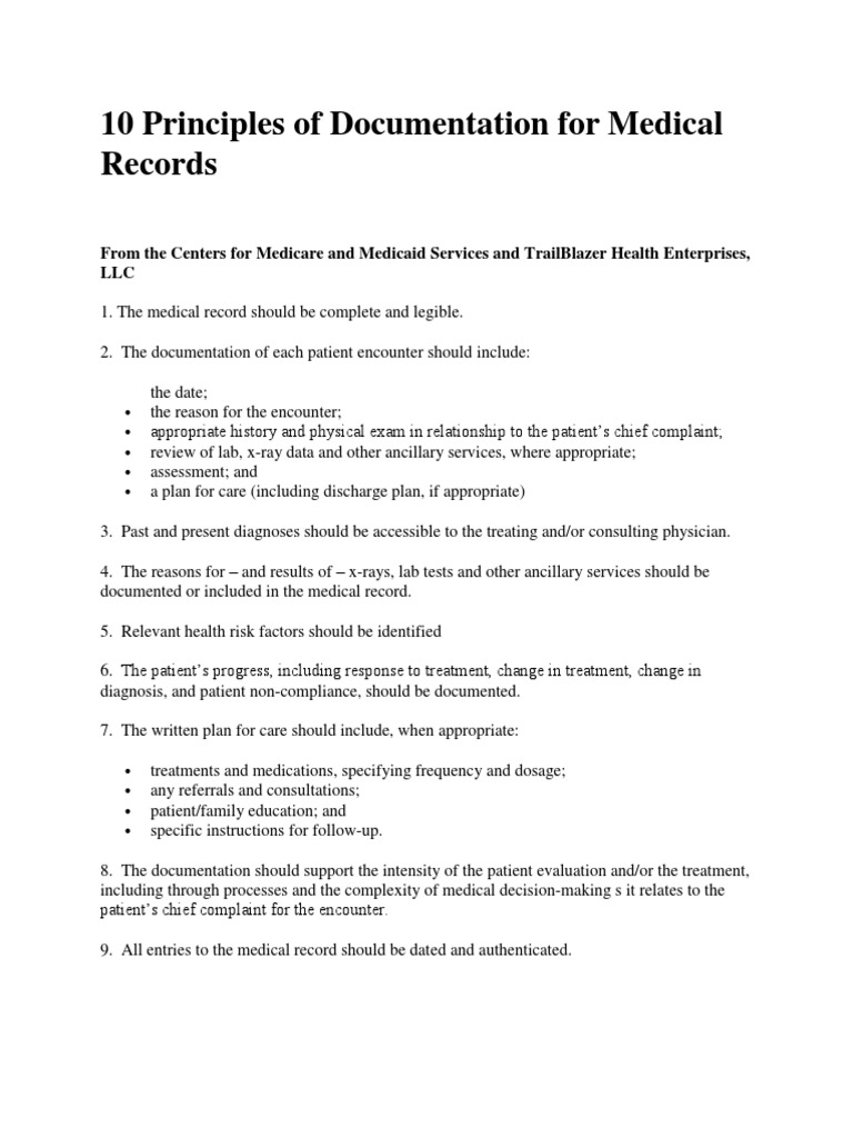 10 Principle in Medical Documentation | Medical Record | Health Care