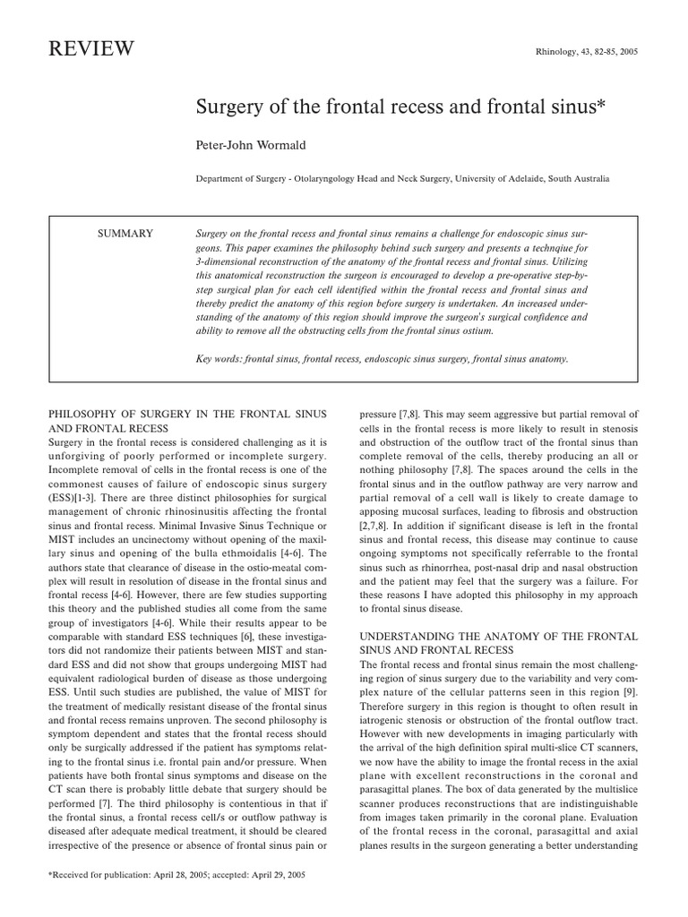 Review: Peter-John Wormald | PDF | Surgery | Human Head And Neck