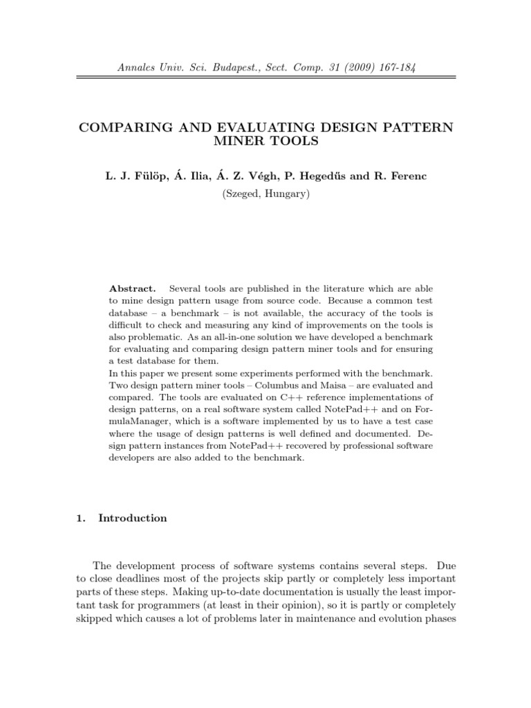 Comparing and Evaluating Design Pattern Miner Tools | PDF | Software Design Pattern | Class ...
