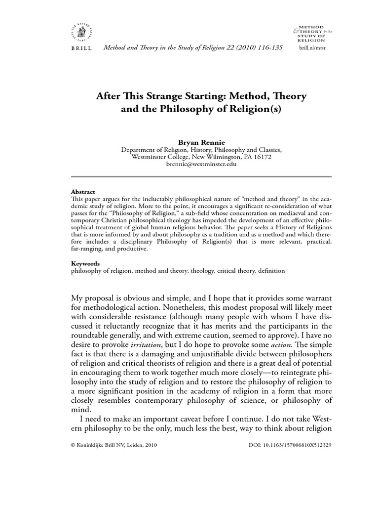 Rennie Method Theory Phil Religion | PDF | Religious Studies | Theology