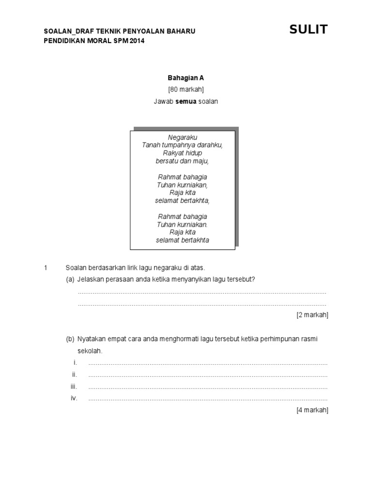 Latihan Pendidikan Moral SPM 2014 | PDF