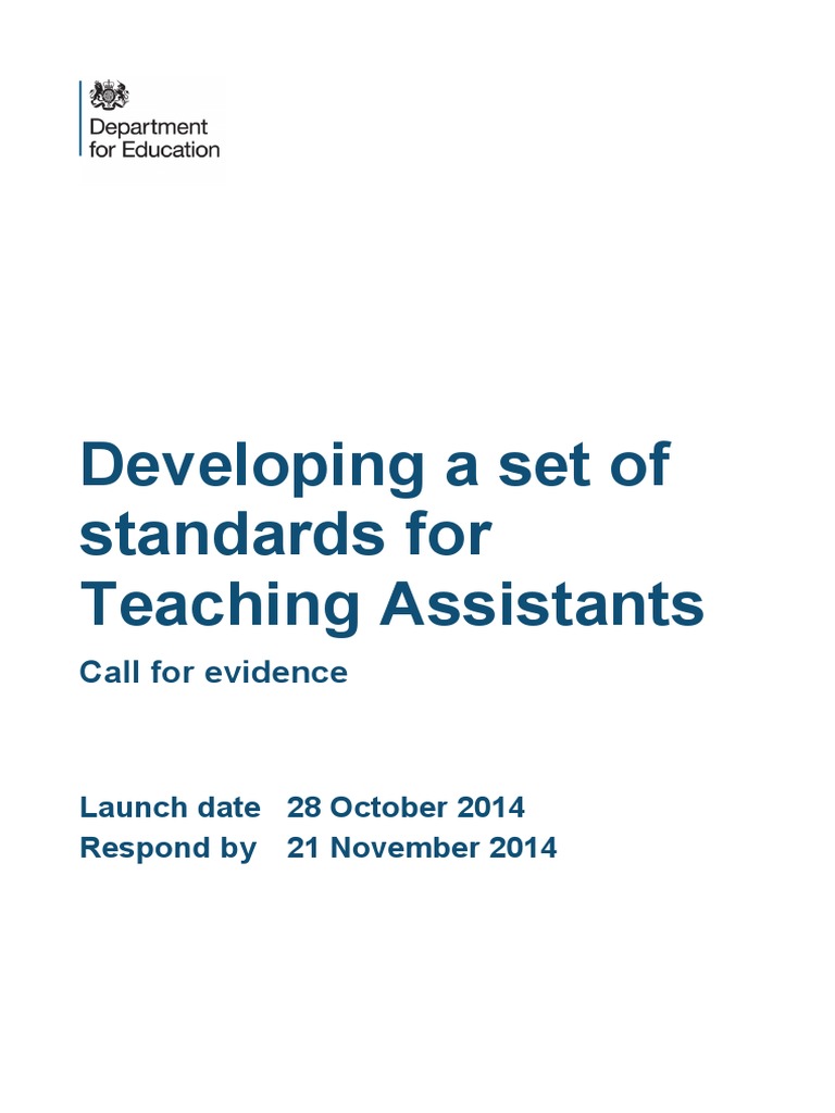 Developing A Set of Standards For Teaching Assistants Call For Evidence ...